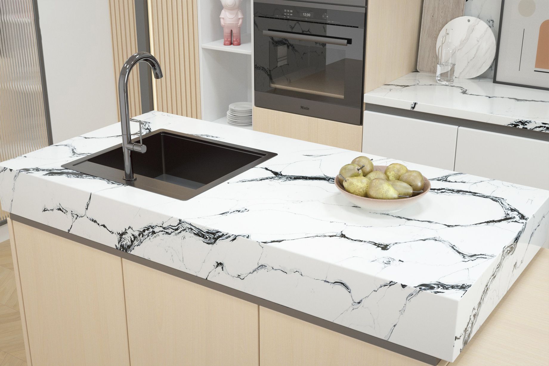 Quartz White With Blue Veins|Unique Collection Quartz Countertops-ISTONE